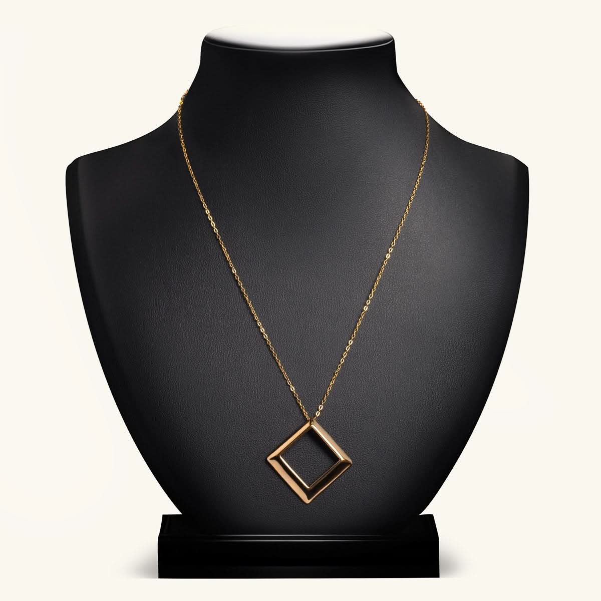 Elegant Gold Open Square Pendant Necklace – Nouri's Jewerly